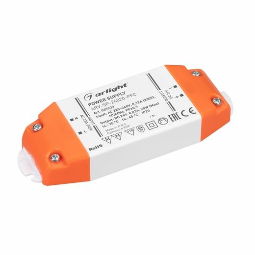 Блок питания ARV-SP-24020-PFC (24V, 0.83A, 20W)