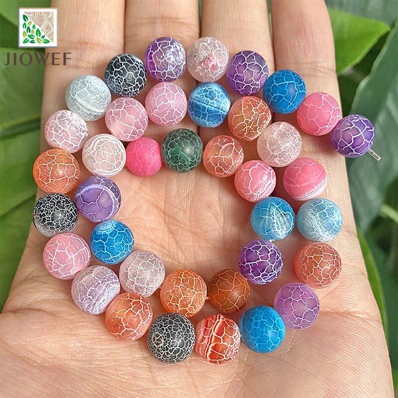 Натуральные бусины Морозный краб, агат, смешанный цвет, 4/6/8/10 мм 10mm-about 36pcs