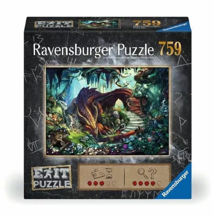 Пазл-квест Ravensburger Пещера дракона, 759 деталей, 70х50 см