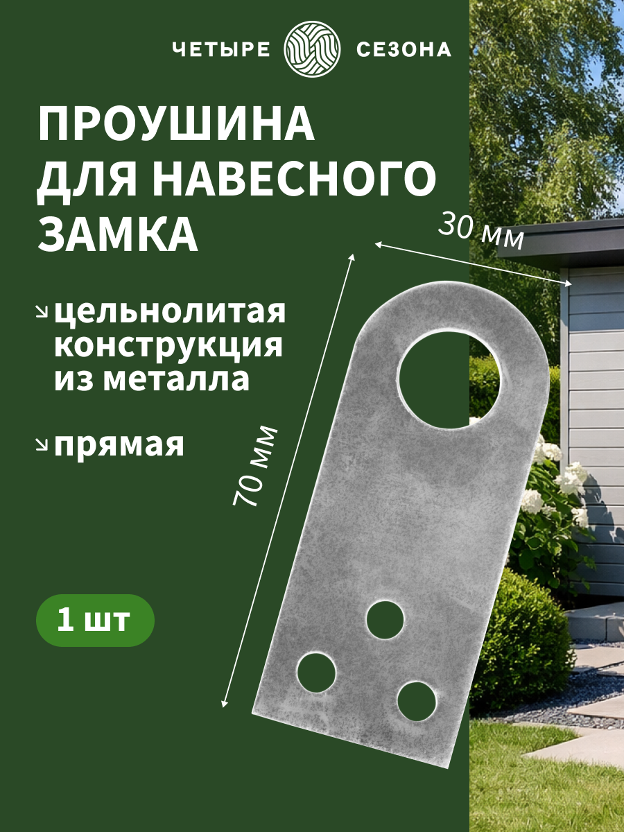 Проушина дверная оцинкованная Четыре сезона / накладка петля для навесного замка 30х70