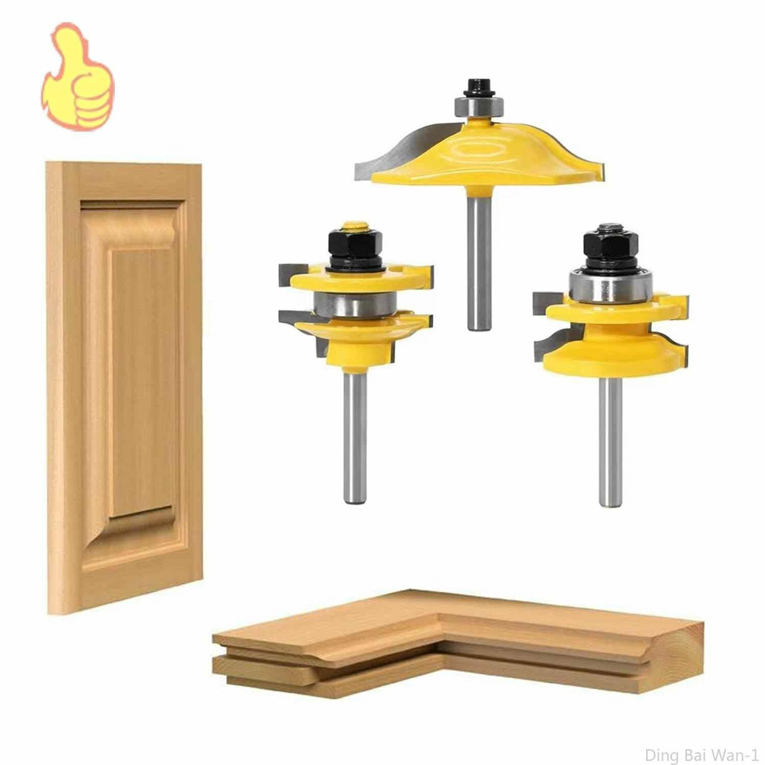 Набор фрез комбинированных рамочных и фигирейная JGZUI, хвостовик 8 мм, 3шт