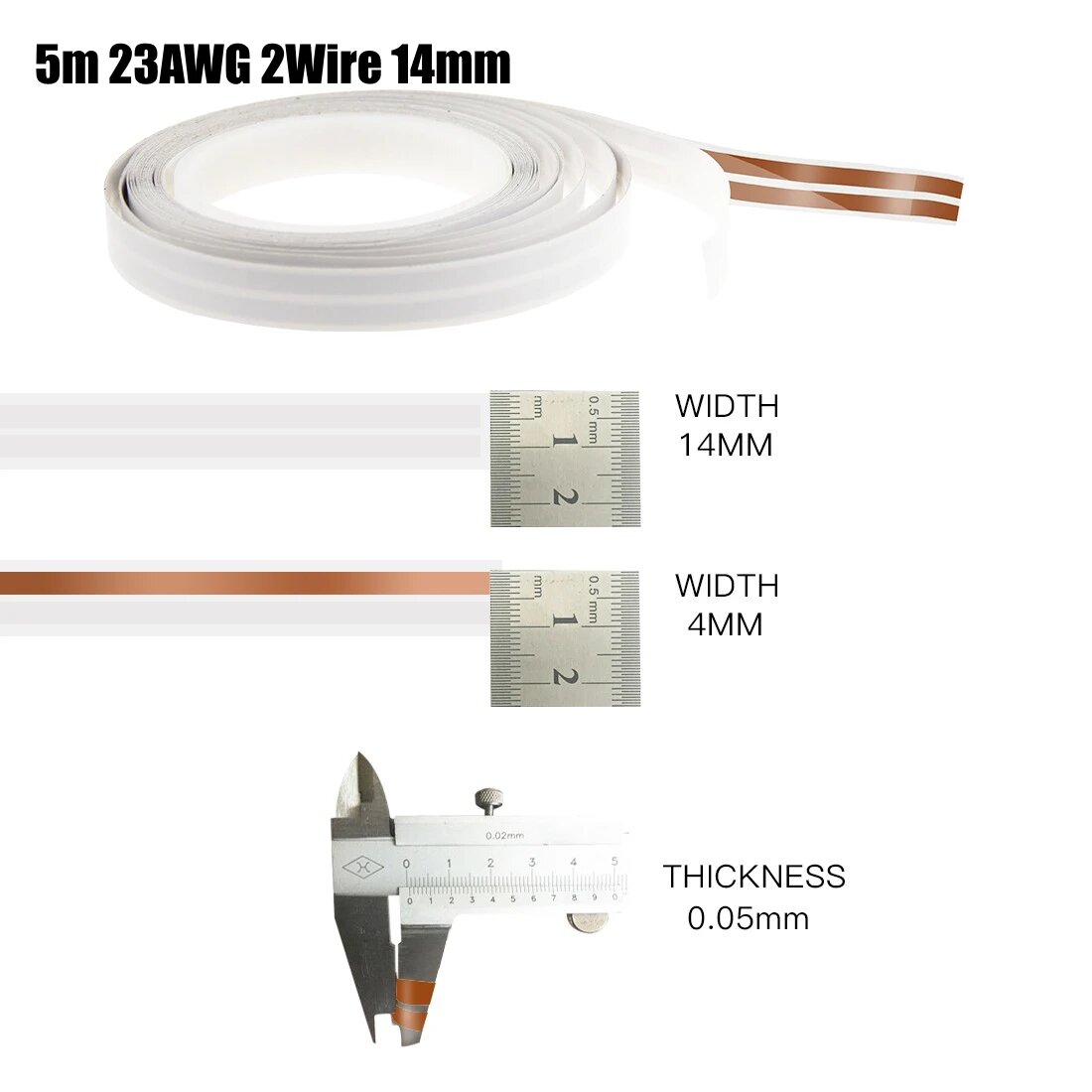 Электрический провод khelse гибкий 2-жильный 16/22 AWG 5m 23AWG 2Wire 14mm