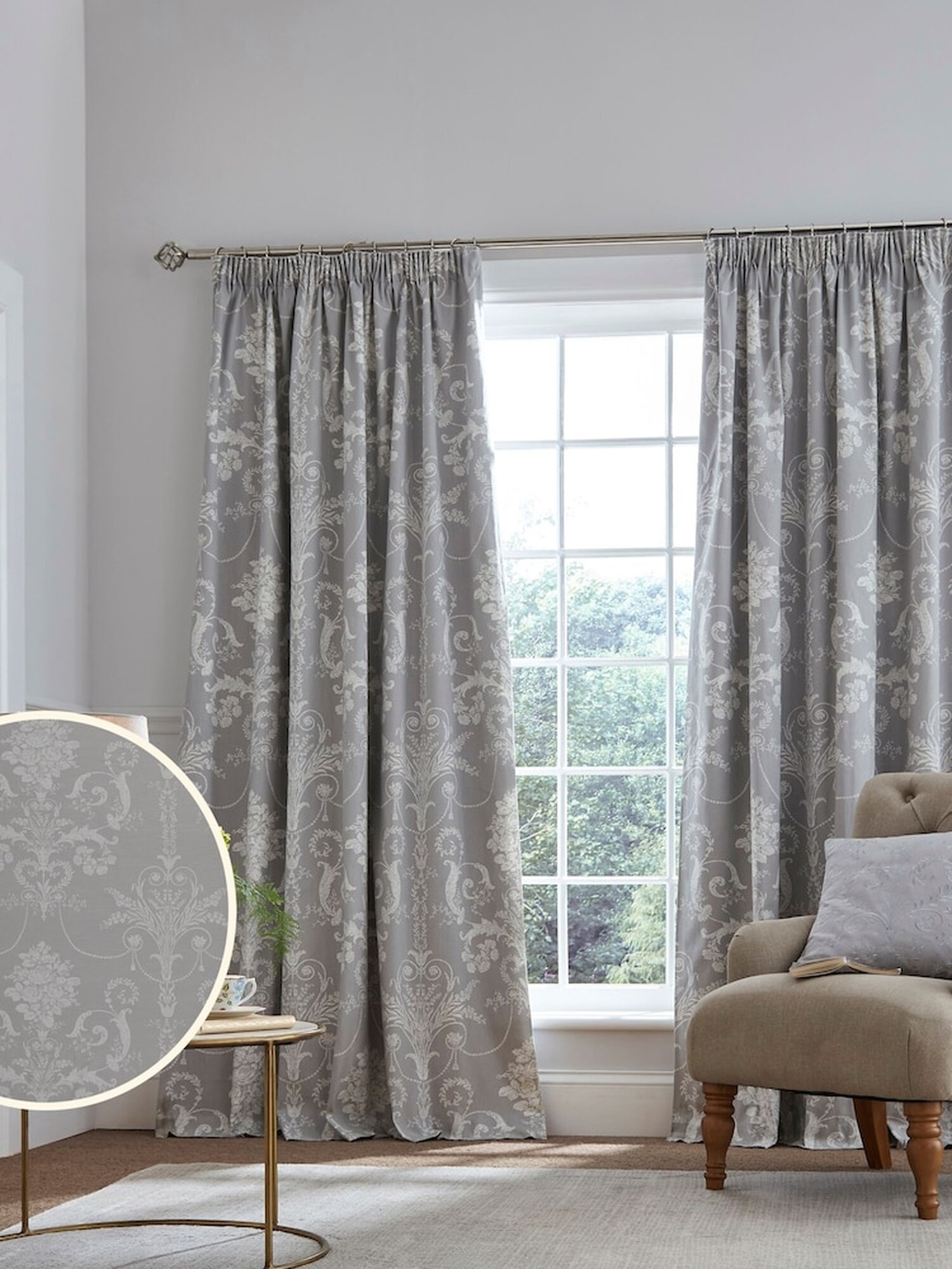 Шторы плотные Laura Ashley Josette с подкладкой, размер 229х229 см, цвет темно-серый, 279-964_3