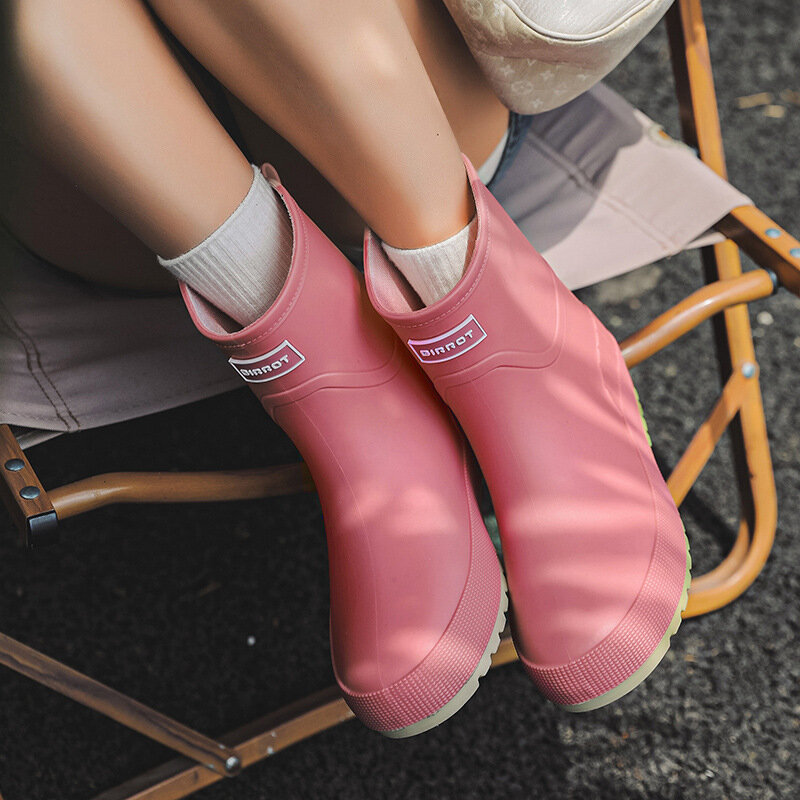 Модные женские резиновые сапоги, нескользящие водонепроницаемые туфли до середины икры, женские сапоги для воды, резиновые сапоги, женские короткие резиновые туфли. Размер обуви. EU:37