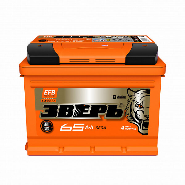 Аккумулятор автомобильный Зверь EFB 65.1 А/ч 680А ПП (242x175x190) L2 242x175x190