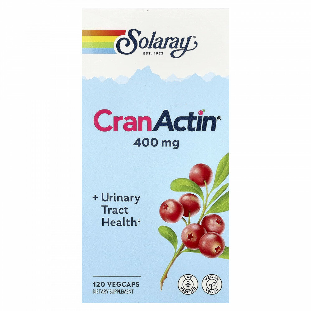 Solaray, CranActin®, средство для здоровья мочевыводящих путей, 120 растительных капсул