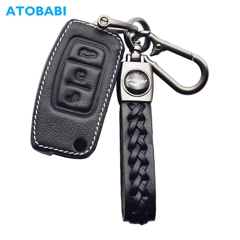 Кожаный чехол для автомобильного ключа с 3 кнопками, откидной защитный чехол для пульта дистанционного управления для Ford Focus 2 Mondeo 4 S-MAX Galaxy C-MAX Fiesta 2009 2010