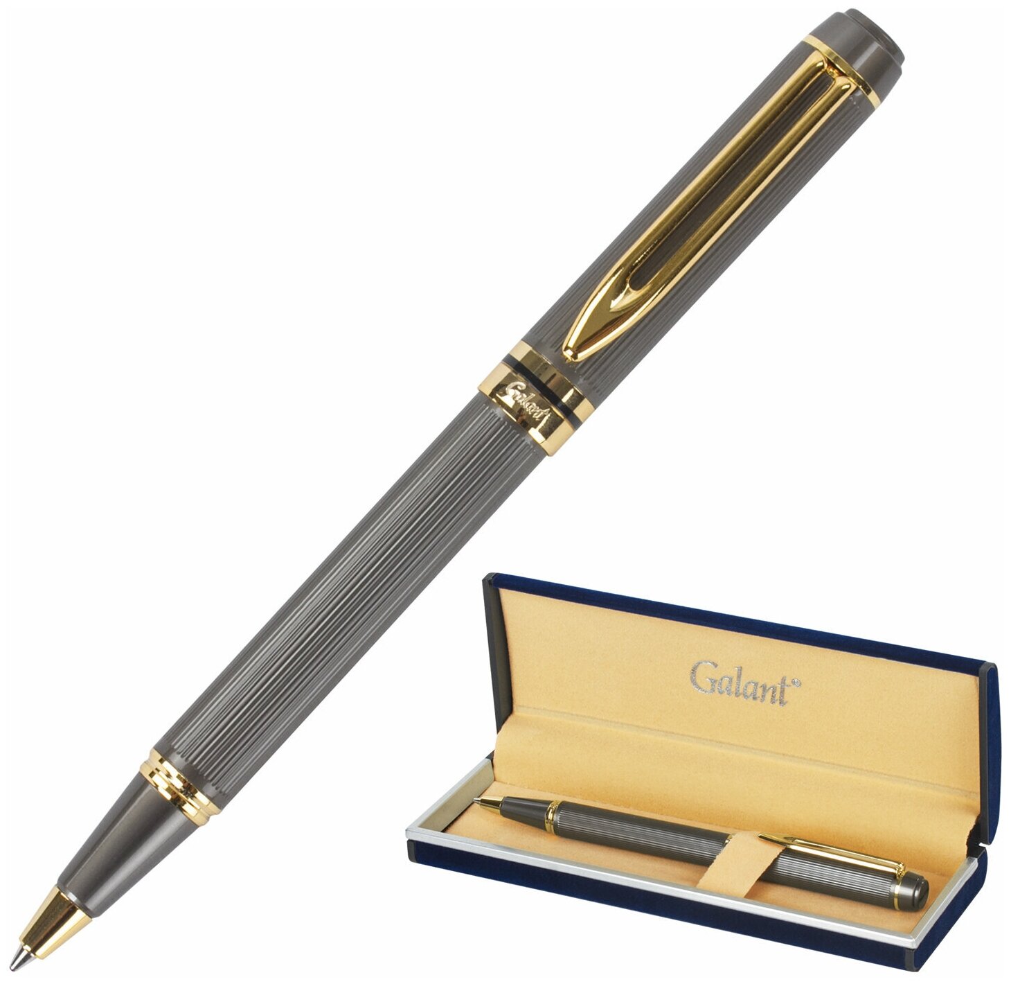 Ручка подарочная шариковая Galant "Dark Chrome", корпус матовый хром, пишущий узел 0,7 мм, синяя, 140397