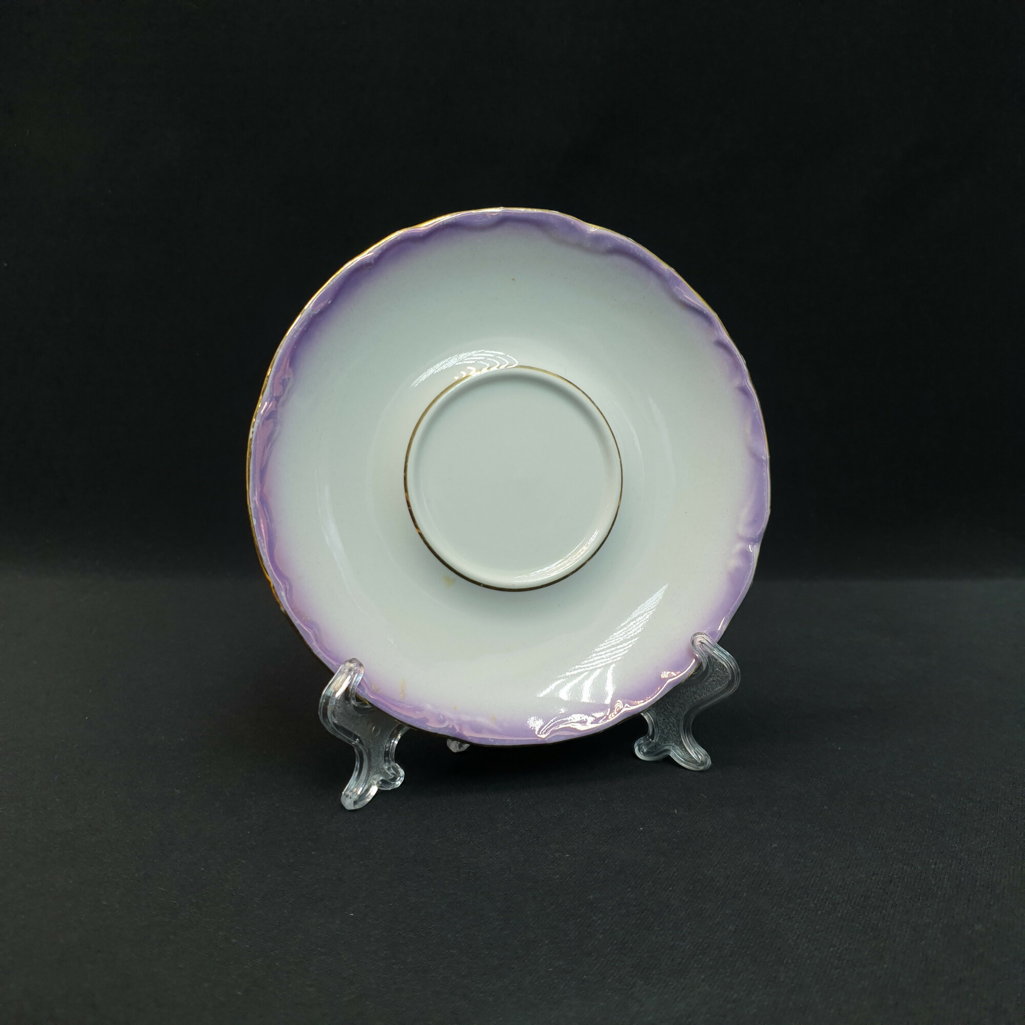 Винтажное блюдце Коростень, фарфор позолота 15 см, СССР