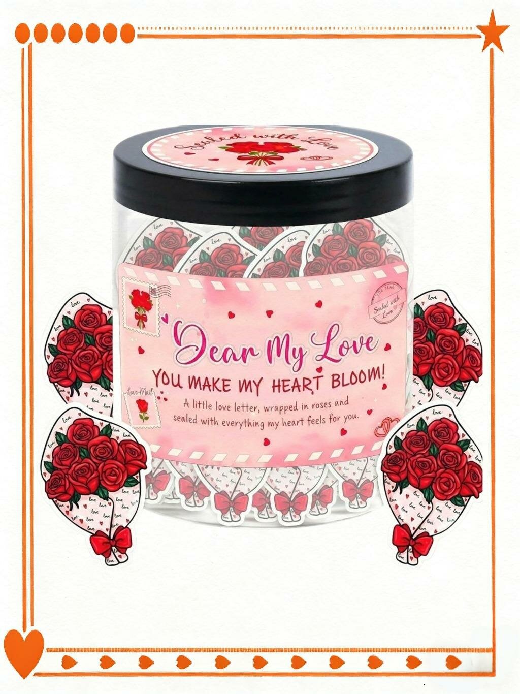 Банка с романтическими записками «День святого Валентина», C