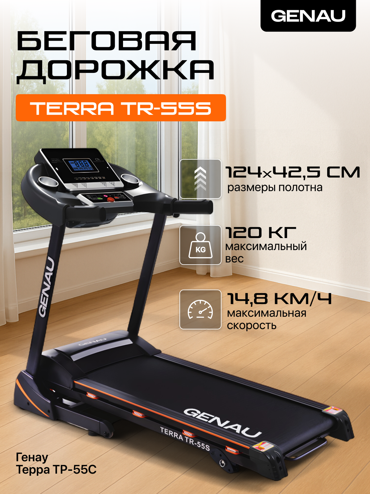 Складная беговая дорожка для дома Генау Терра TR-55S, электрическая