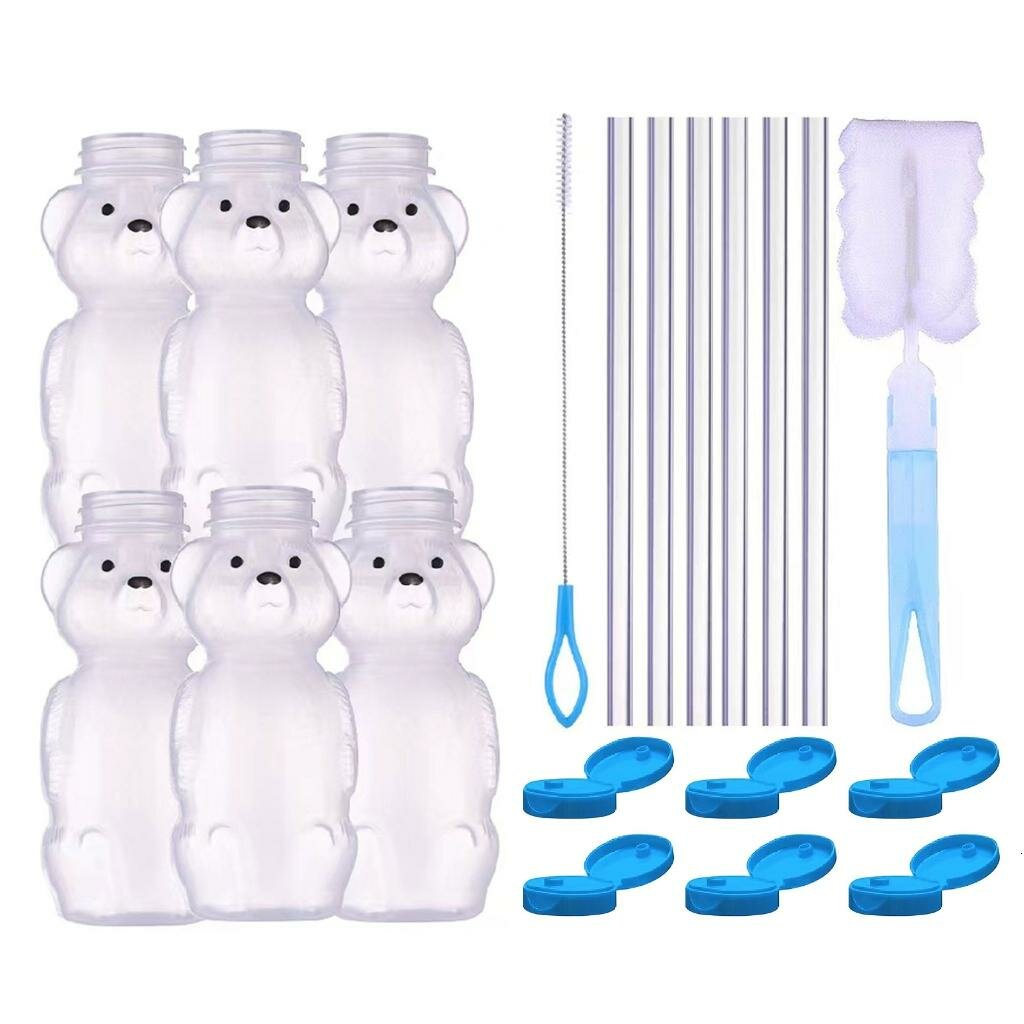 Пластиковые бутылки в форме медведя, 14 шт, Синий