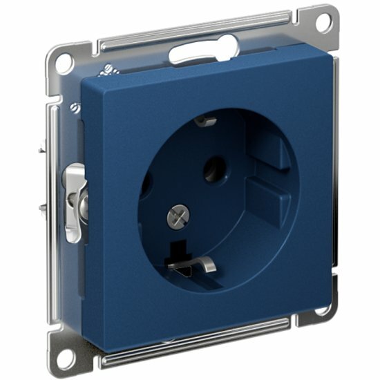 Розетка Systeme Electric (schneider Electric) AtlasDesign с заземлением, 16А, механизм, Аквамарин, ATN001143