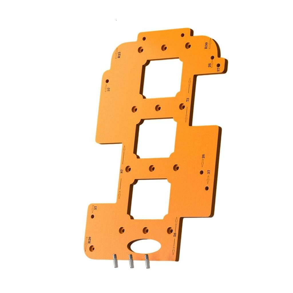 Шаблон для отверстий под выключатели и роутеры, Три в одном 70x60 мм