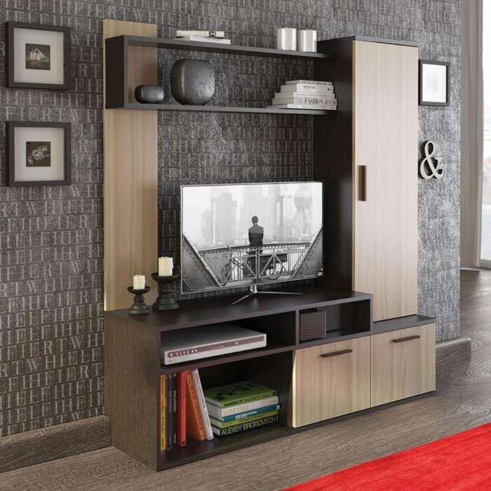 Уценка Мини-стенка Лира, 1600×1400×380, Венге/Дуб молочный