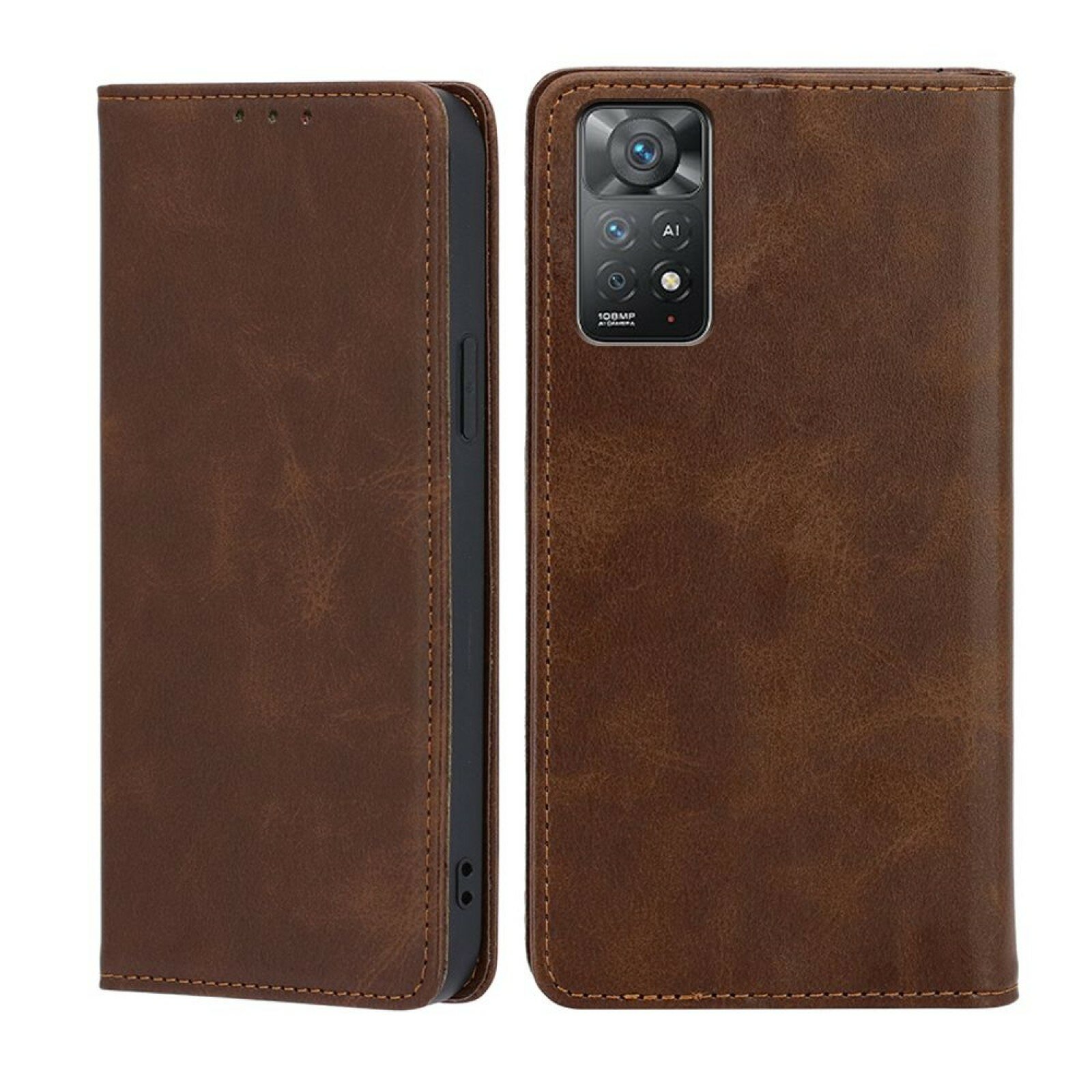 Чехол-книжка MyPads для Xiaomi Redmi Note 11 Pro / Note 11e Pro / Note 12 Pro 4G из натуральной телячьей кожи с магнитной застежкой