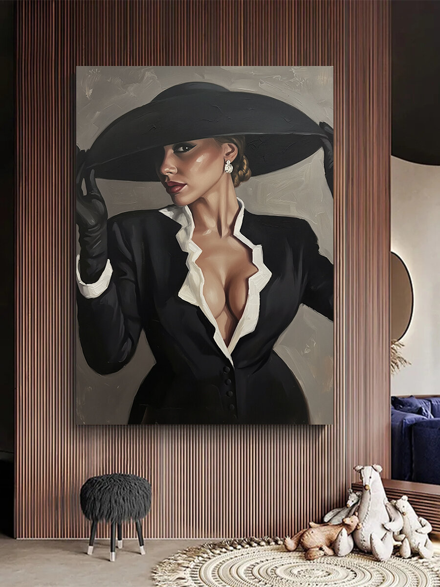 Картина на холсте - "Девушка 18+, бикини, в красивом белье женщина 18+" , 40х60 см.