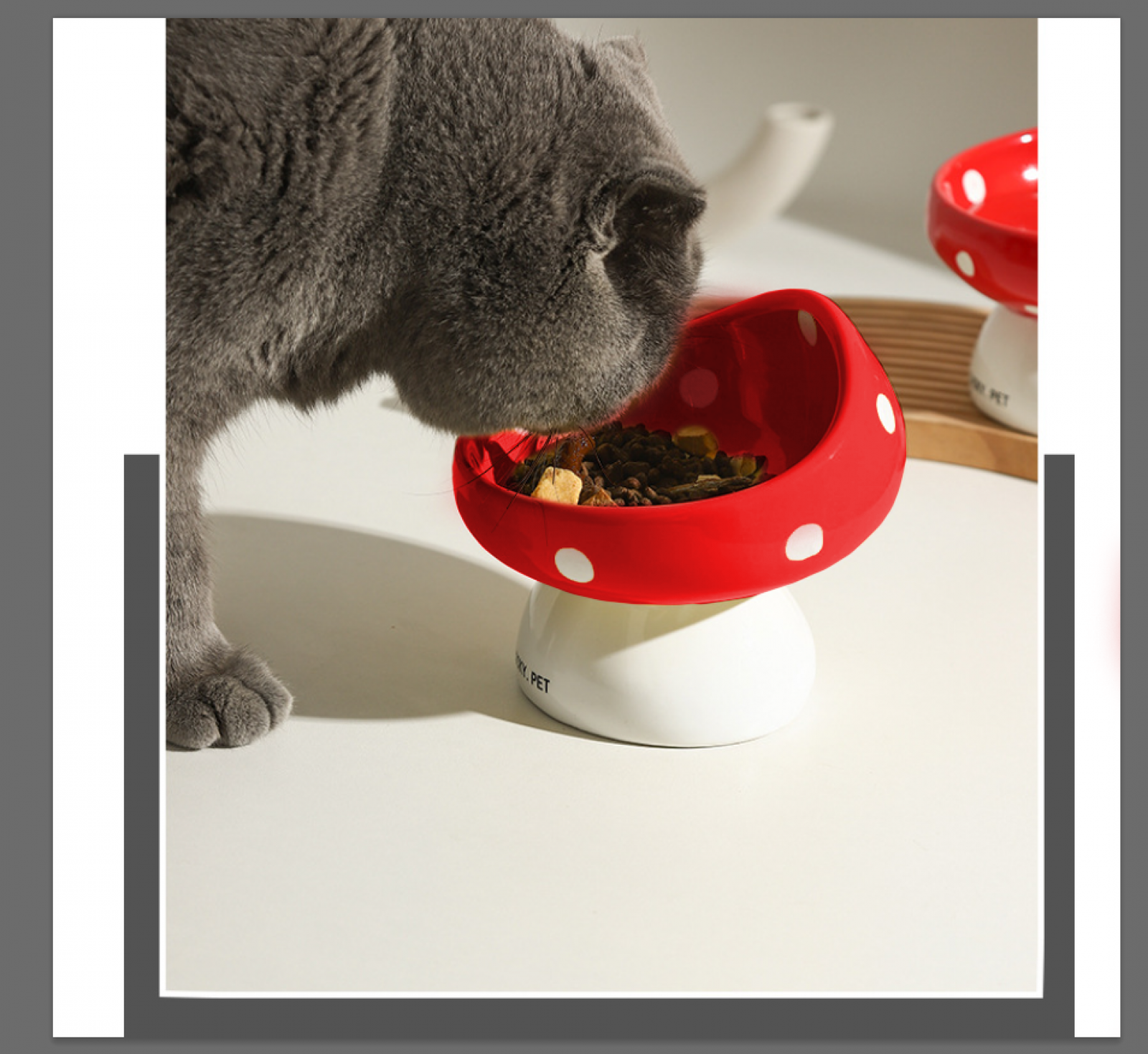 Керамическая высокая миска MyPads для кошек и собак, анатомическая, глубокая, дизайн мухомор