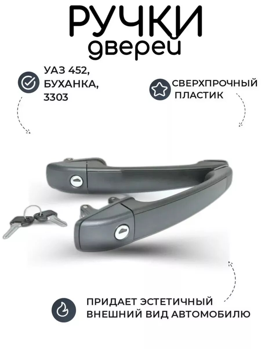 Евроручки дверей УАЗ 452 Буханка, УАЗ 3303 Бортовой (2 шт)