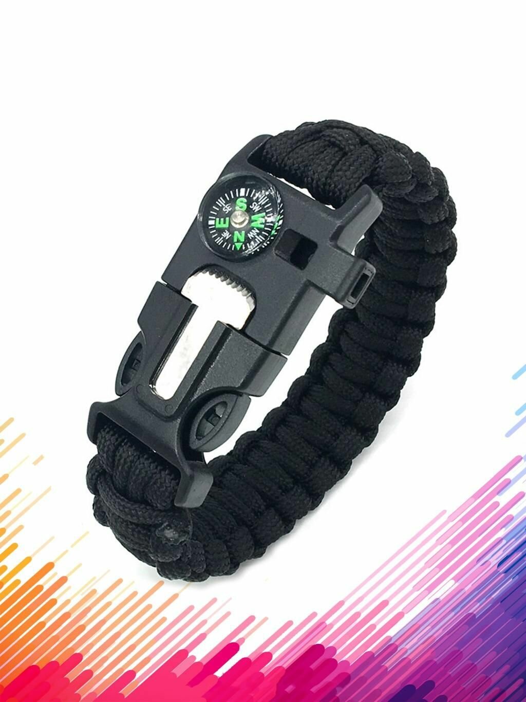 Браслет выживания из паракорда, Черный