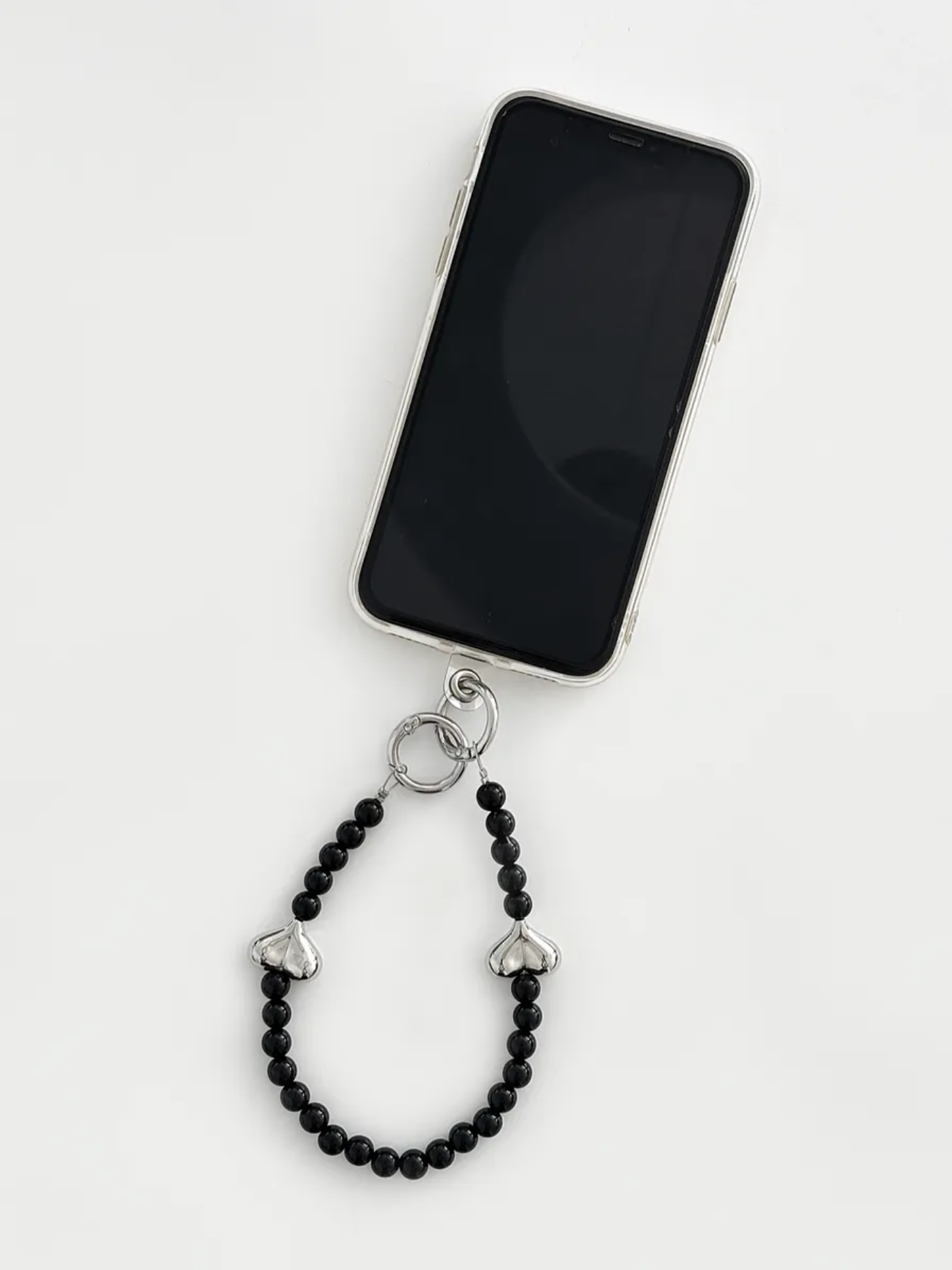 Брелок-держатель "Сердечки", для телефона, на руку, пластик, черный