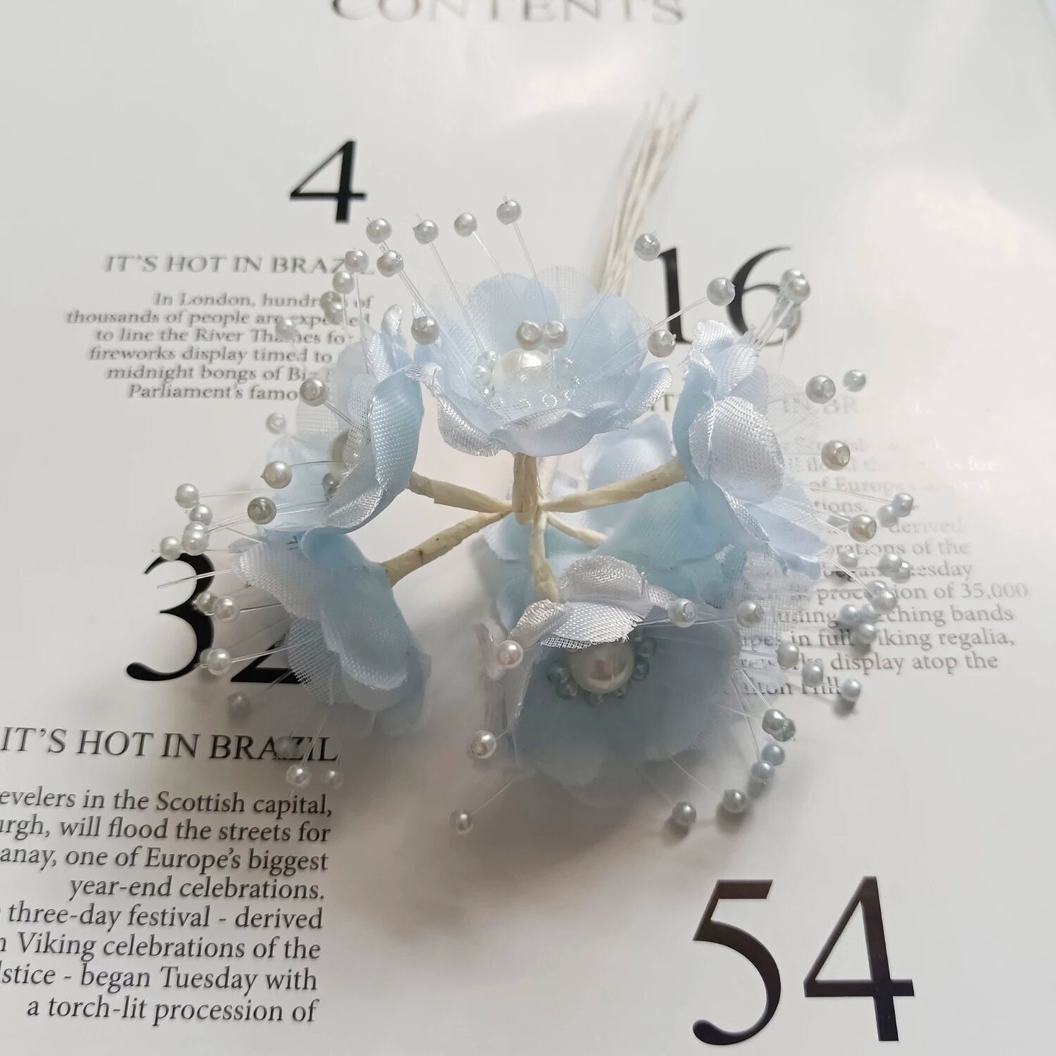 Искусственные цветы смешанные синие 6/10/12 шт Бирюзовый, 6pc length 13cm