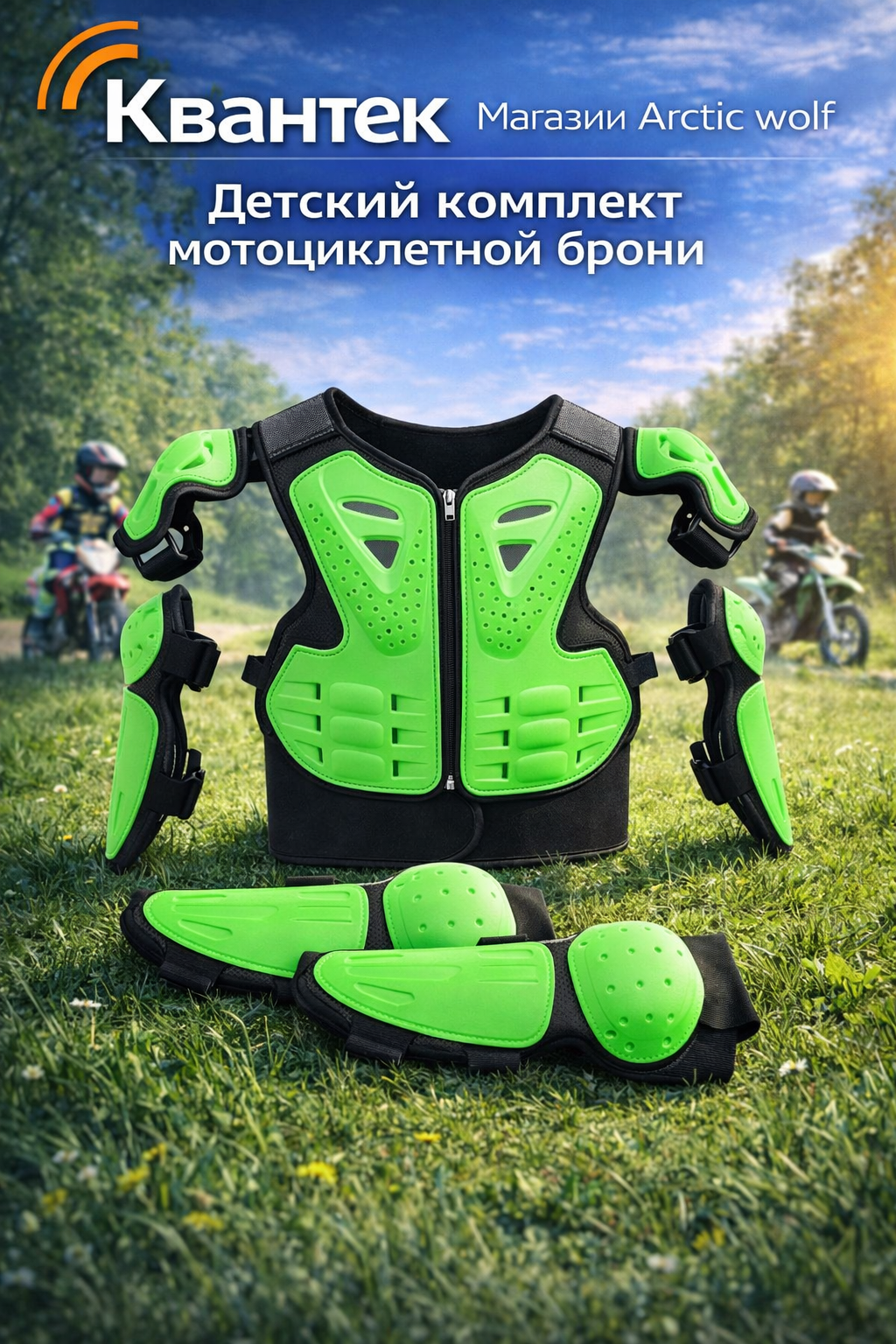 Детский мотоциклетный защитный бронекостюм, универсальный размер, ЭВА, с регулируемыми налокотниками и наколенниками