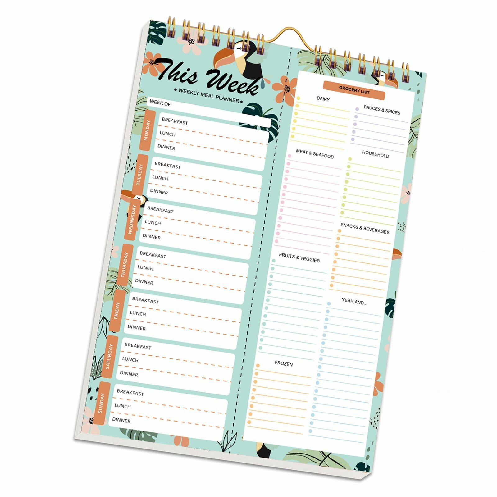 Прочный еженедельный органайзер питания с многоразовыми страницами