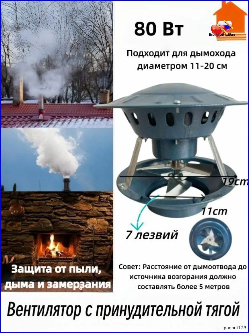 Бытовой вытяжной вентилятор с индуцированной вытяжкой из дымохода, дымососная машина