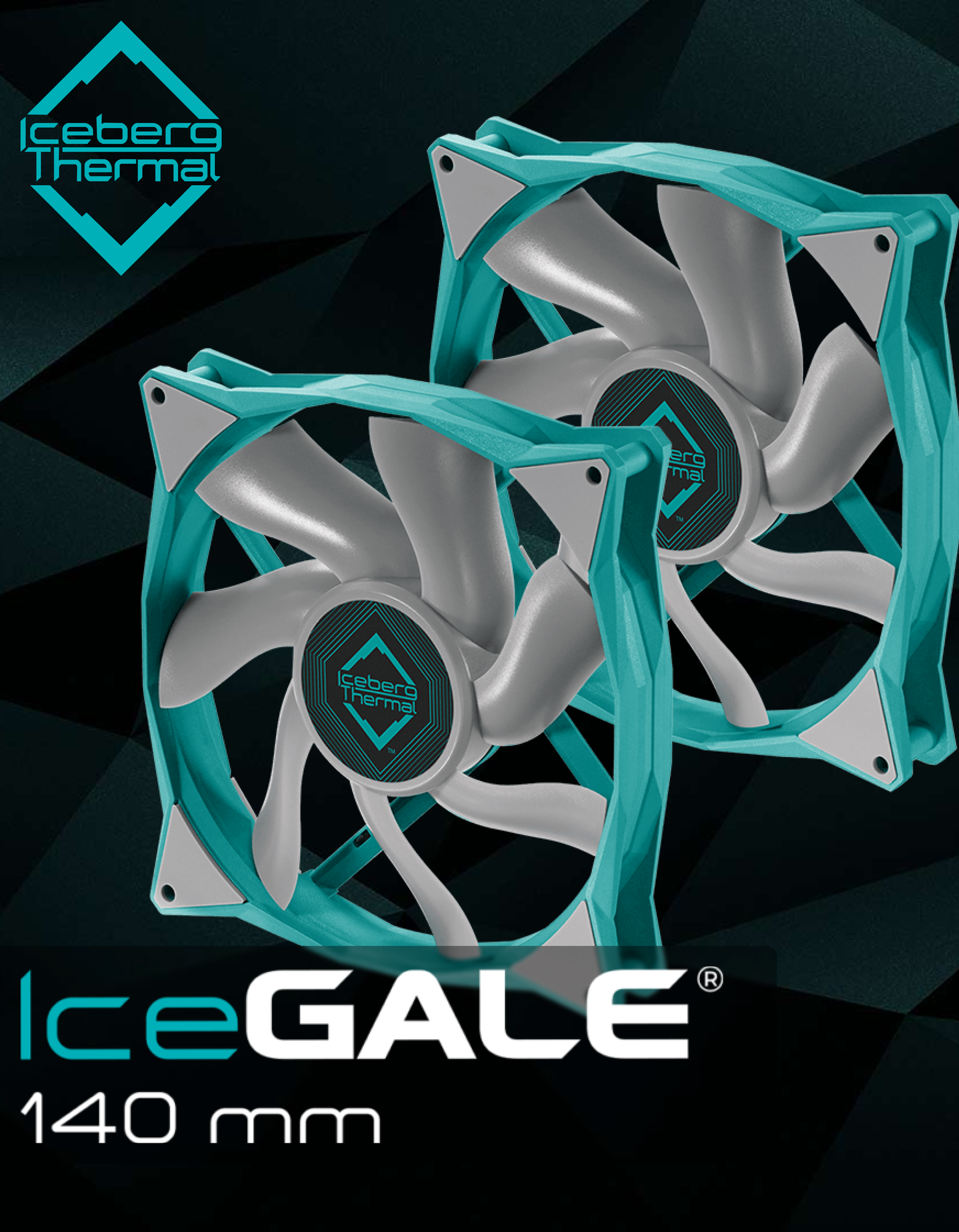Вентиляторы для корпуса Iceberg Thermal IceGALE 140 Teal, 2 шт.
