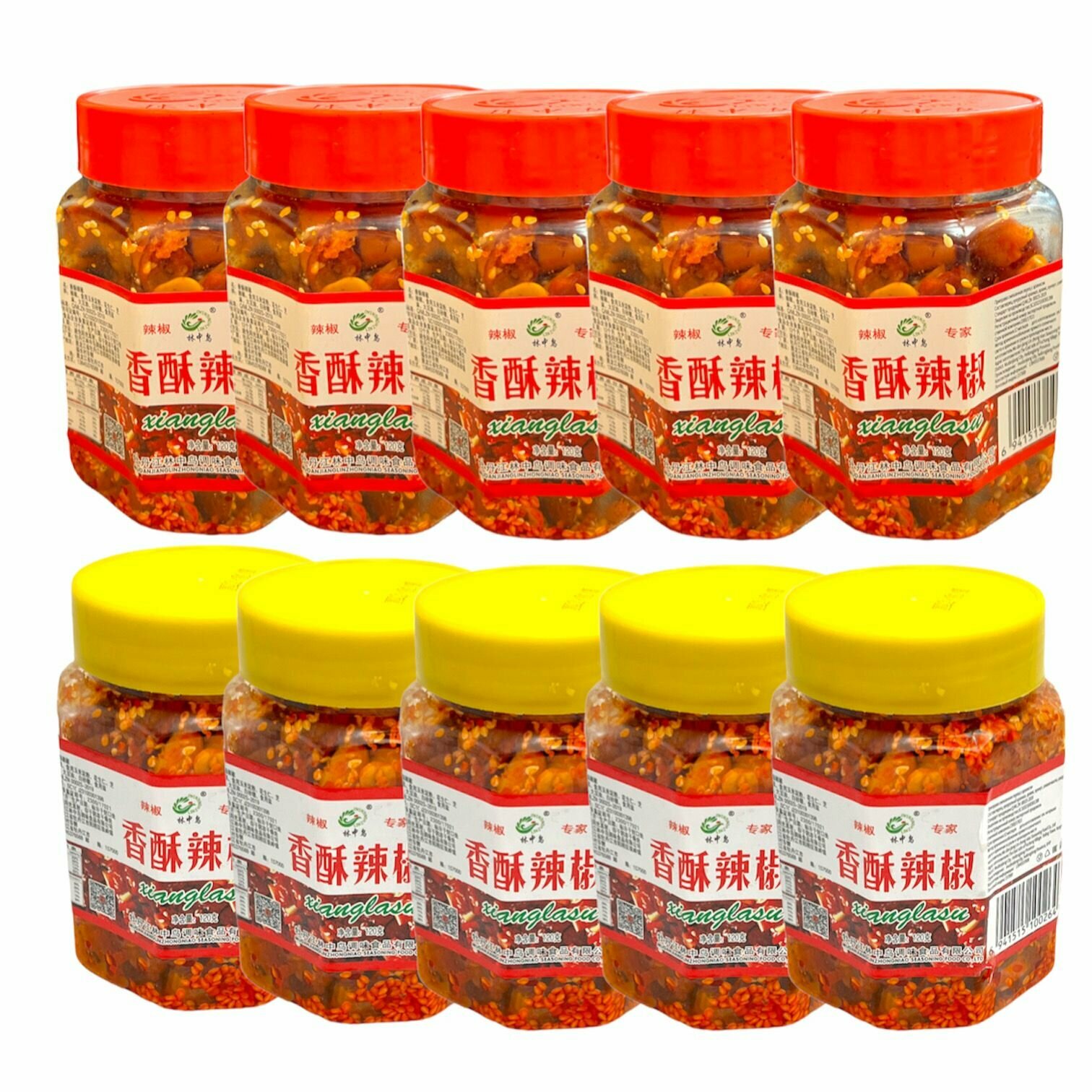 Китайский перчик с арахисом Сианласу / 10 шт х 120 г / 5 кр +5 жел