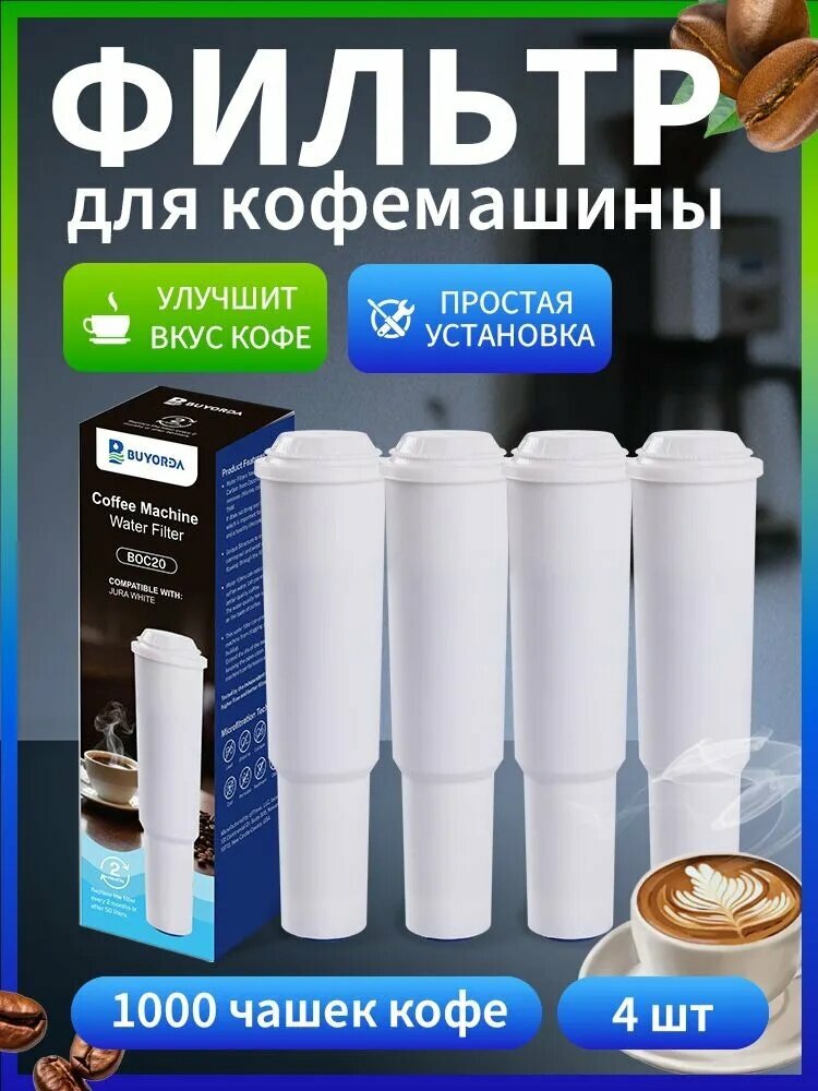 Сменный водяной фильтр Buyorda для кофемашин, совместим с Jura Clearyl White, подходит для автоматических моделей Jura E8 и серии ENA, Фильтрующий картридж для защиты от накипи