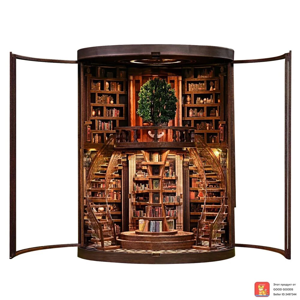 RE Румбокс Лесная Библиотека с Деревом из МДФ, классический, для дома, коричневый