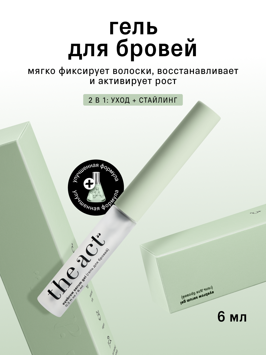 Гель для бровей The Act 2 в 1: уход и стайлинг прозрачный, 6 мл