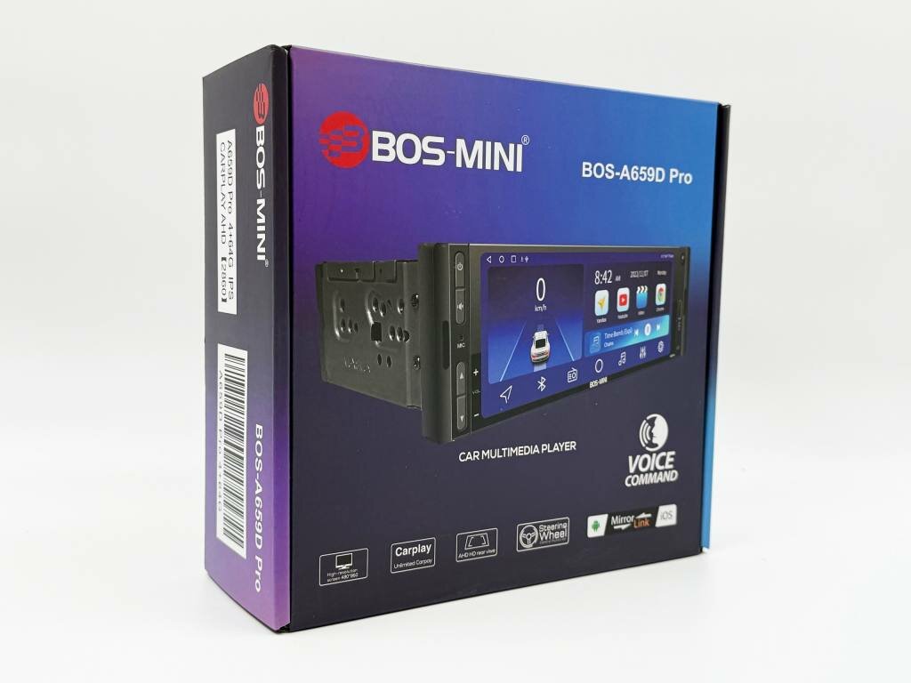 Автомагнитола Android BOS Mini 659, 4/64 GB, Carplay, Bluetooth, Wi-Fi, AUX, USB