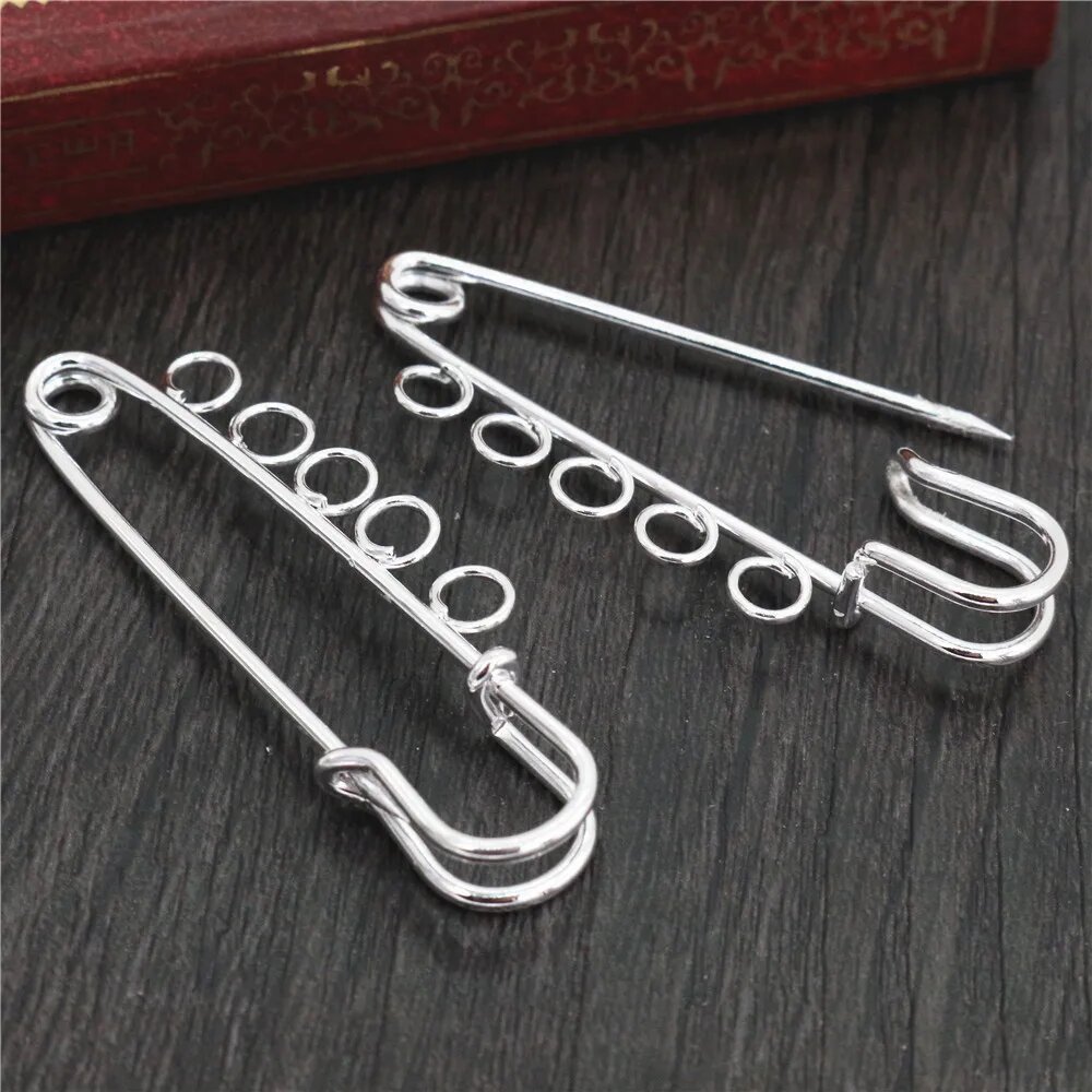 5 шт./лот, 50*15 мм, броши, фурнитура, яркая Посеребренная Брошь, булавки, принадлежности для ювелирных аксессуаров, charms-S4-01