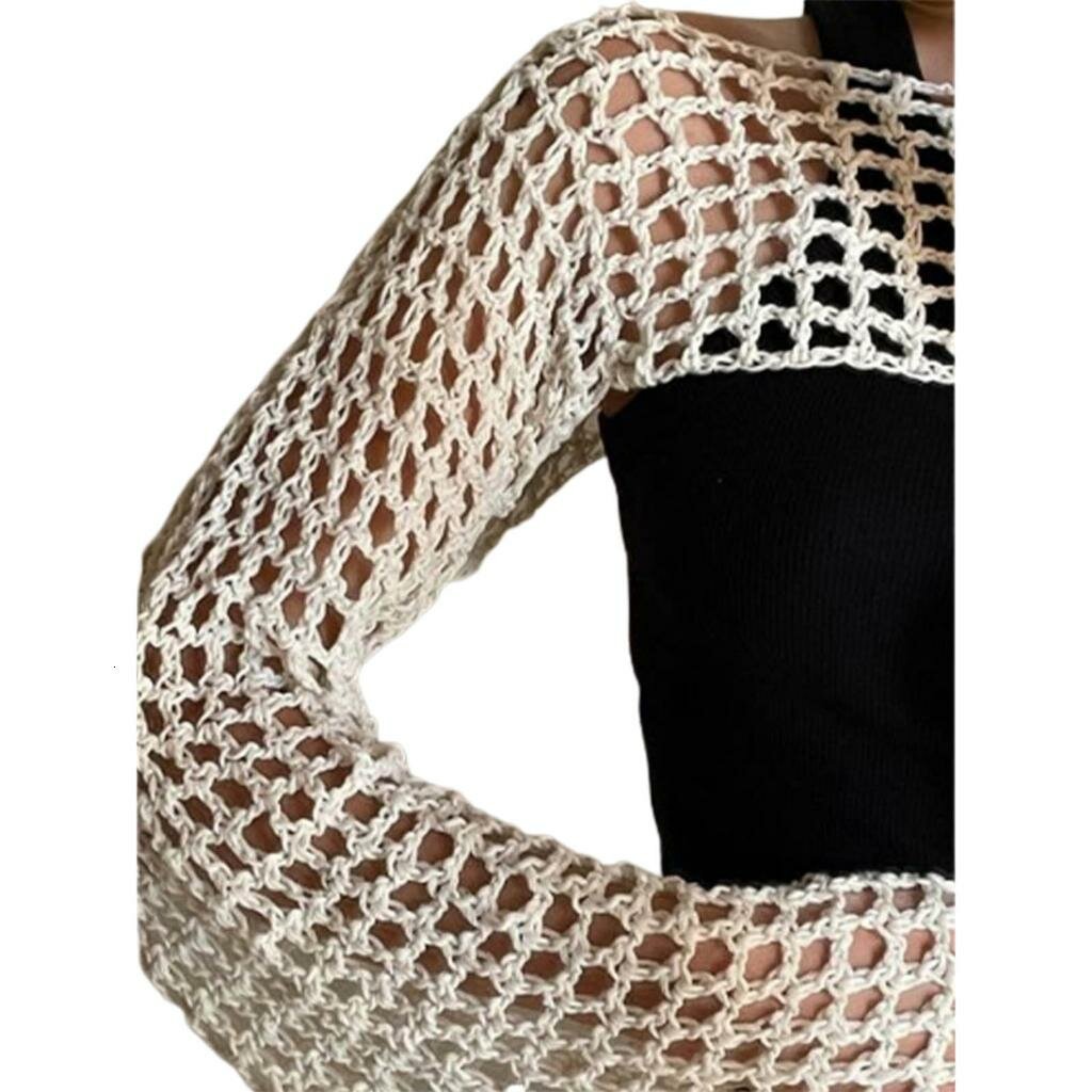 Женский топ-накидка для пляжа, не совсем белый - L