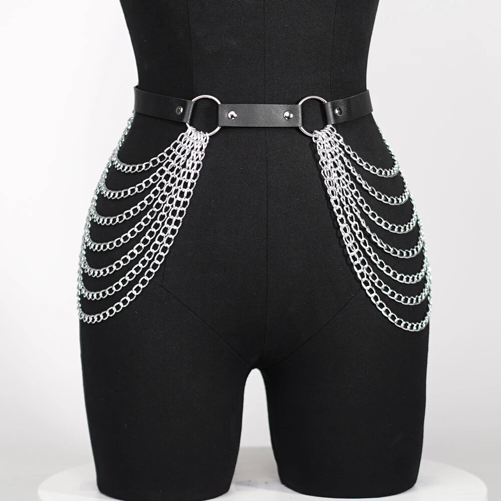 Женский готический корсет из искусственной кожи Черный, Leg Harness-1