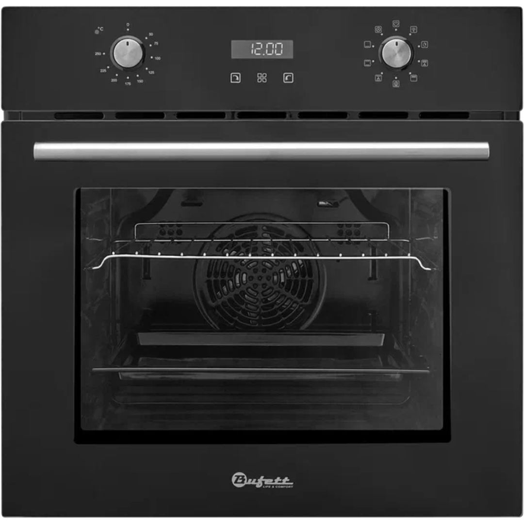 Духовой шкаф электрический Bufett YON 170 встраиваемый, ширина 60см, объем 56л, 9 режимов, конвекция, 2800Вт черный
