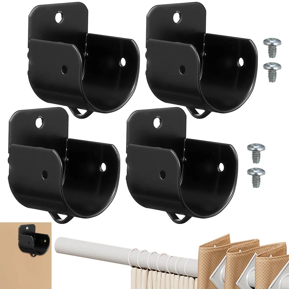 Чёрный железный фланец для штанги гардероба, комплект из 4 шт для домашнего использования