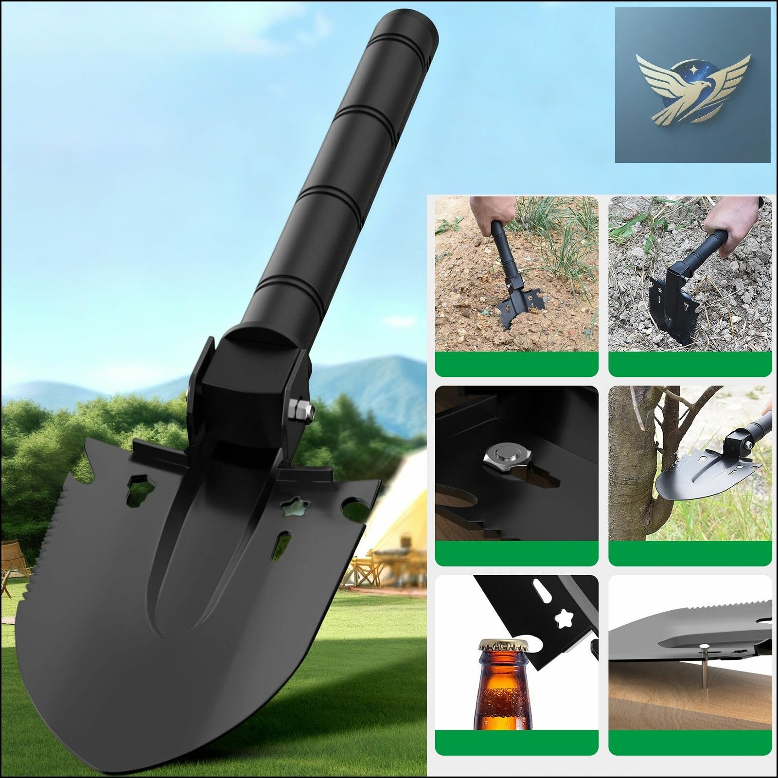 Лопата туристическая саперная для туризма похода и отдыха на природе Лопатка автомобильная складная Кирка 36.5см