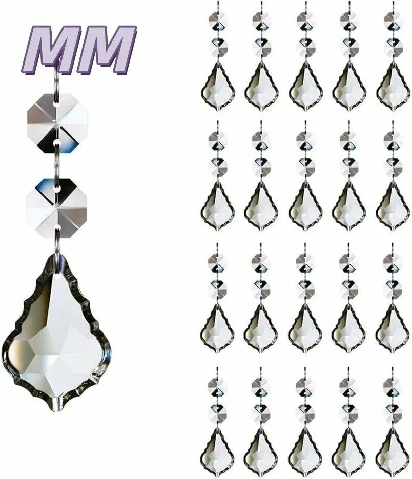 Хрустальные подвески для люстры из акрилового стекла, набор 20 штук, размер 38 мм. Украшение для свадьбы, Рождества и интерьера.