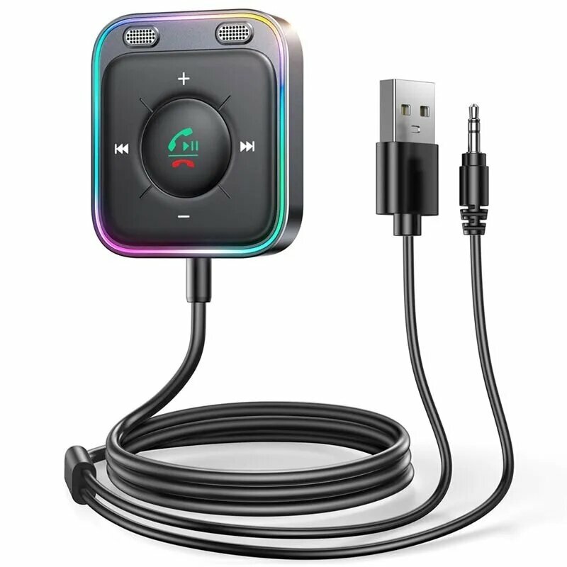 Автомобильный адаптер Joyroom Bluetooth 5.3 AUX с двумя микрофонами и шумоподавлением