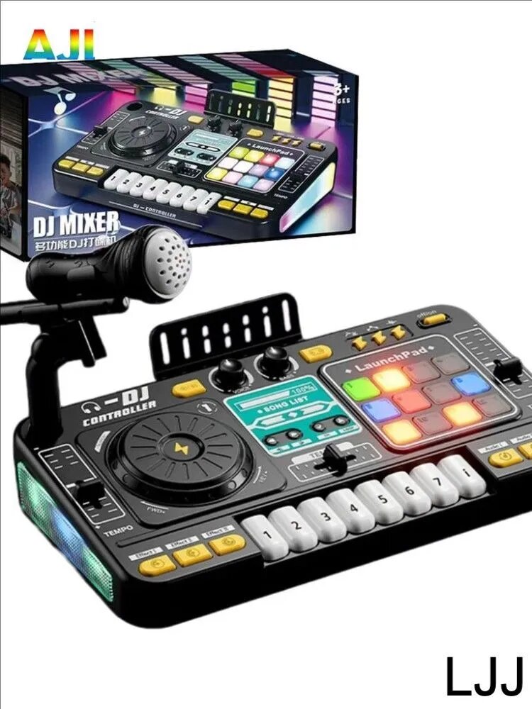 Детский музыкальный микшер DJ, с эффектами, световыми эффектами, от батареек