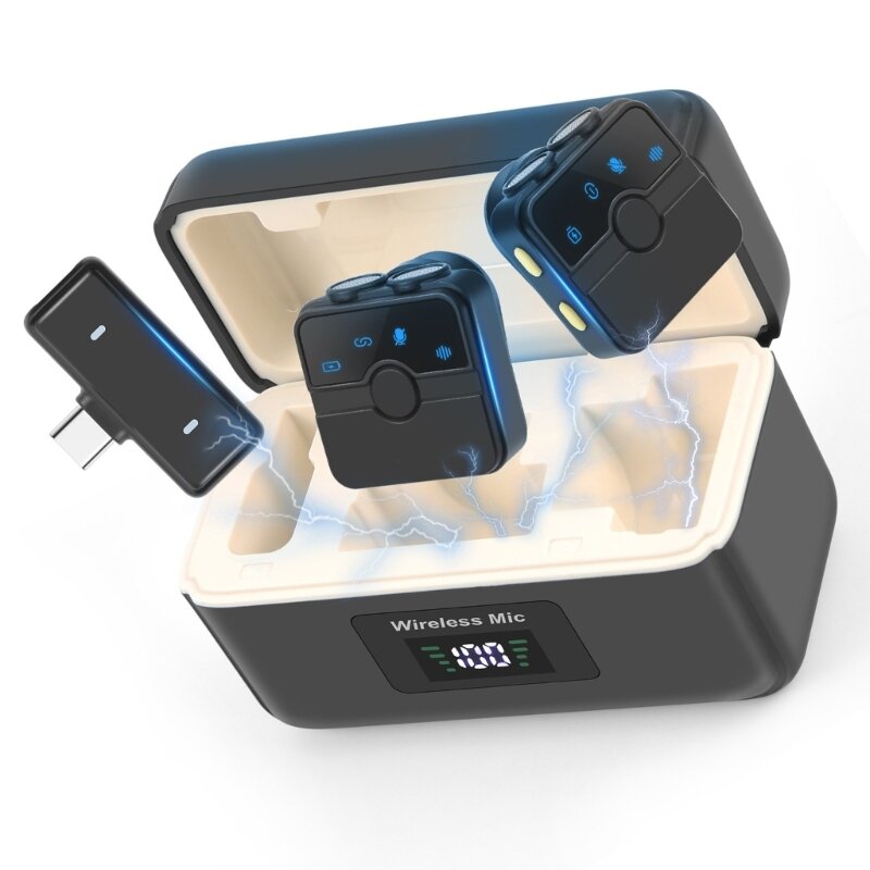 Магнитный Беспроводной Микрофон Type C С Зарядным Футляром 48K Запись 15 мс С Низкой Задержкой Шумоподавление Эффект Погружения