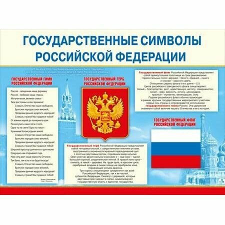 Плакат Мир поздравлений Государственные символы РФ, формат А2, текст