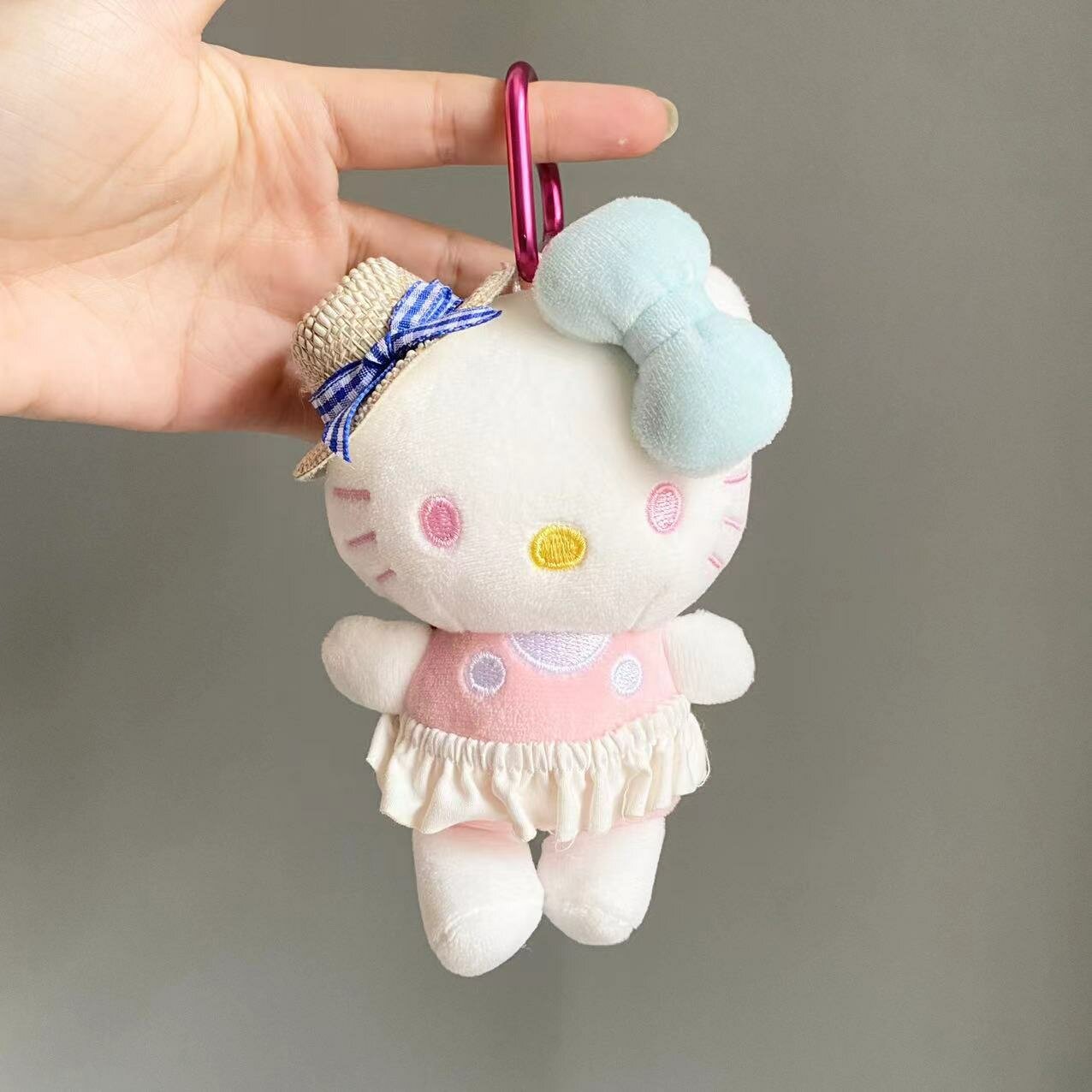 Розовый брелок-шляпка с Hello Kitty, 13 см, плюшевый аксессуар для женщин, милый дизайн