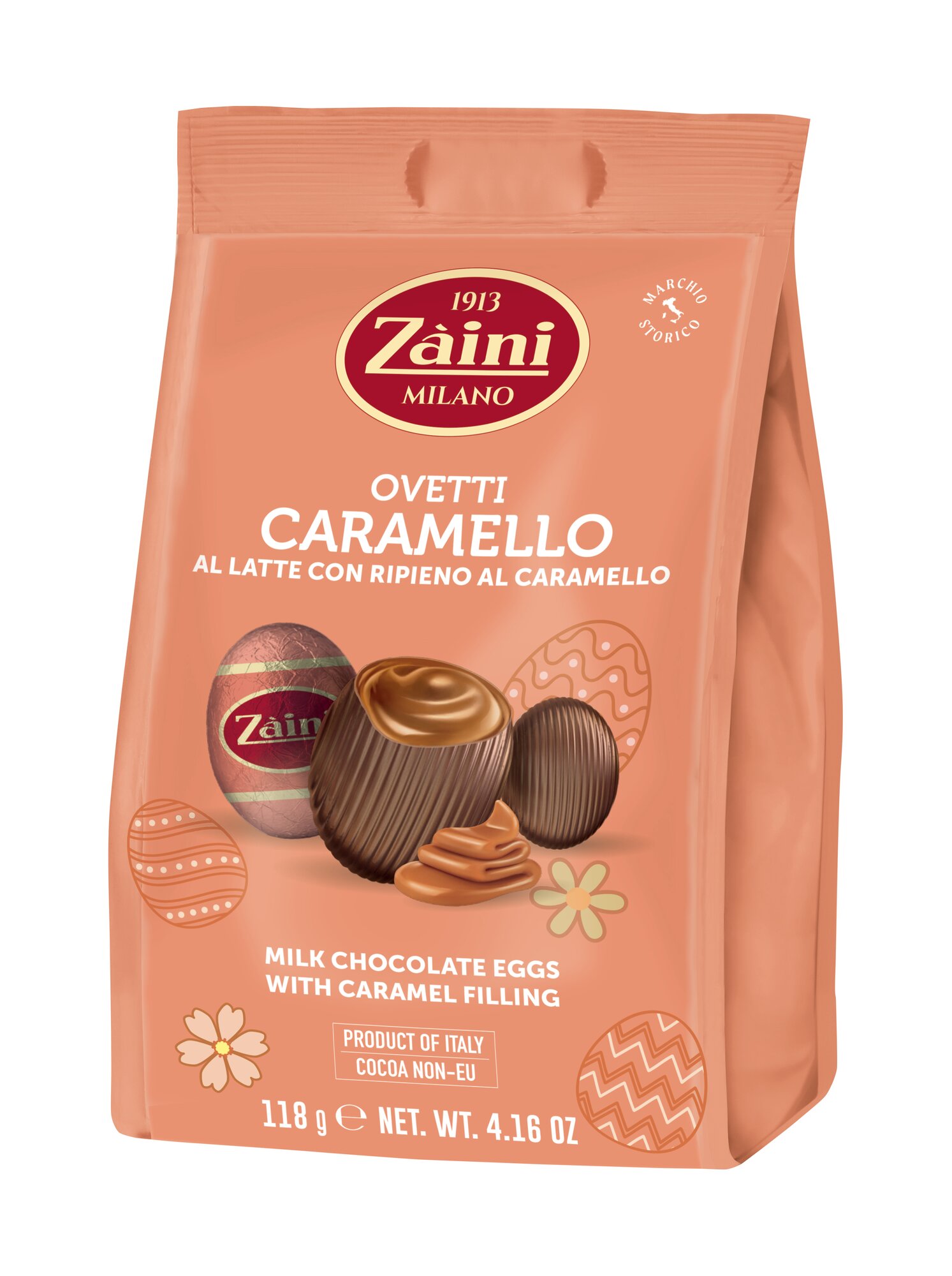 Яйца Zaini из молочного шоколада с начинкой со вкусом карамели и кристаллами морской соли, Италия, 118г