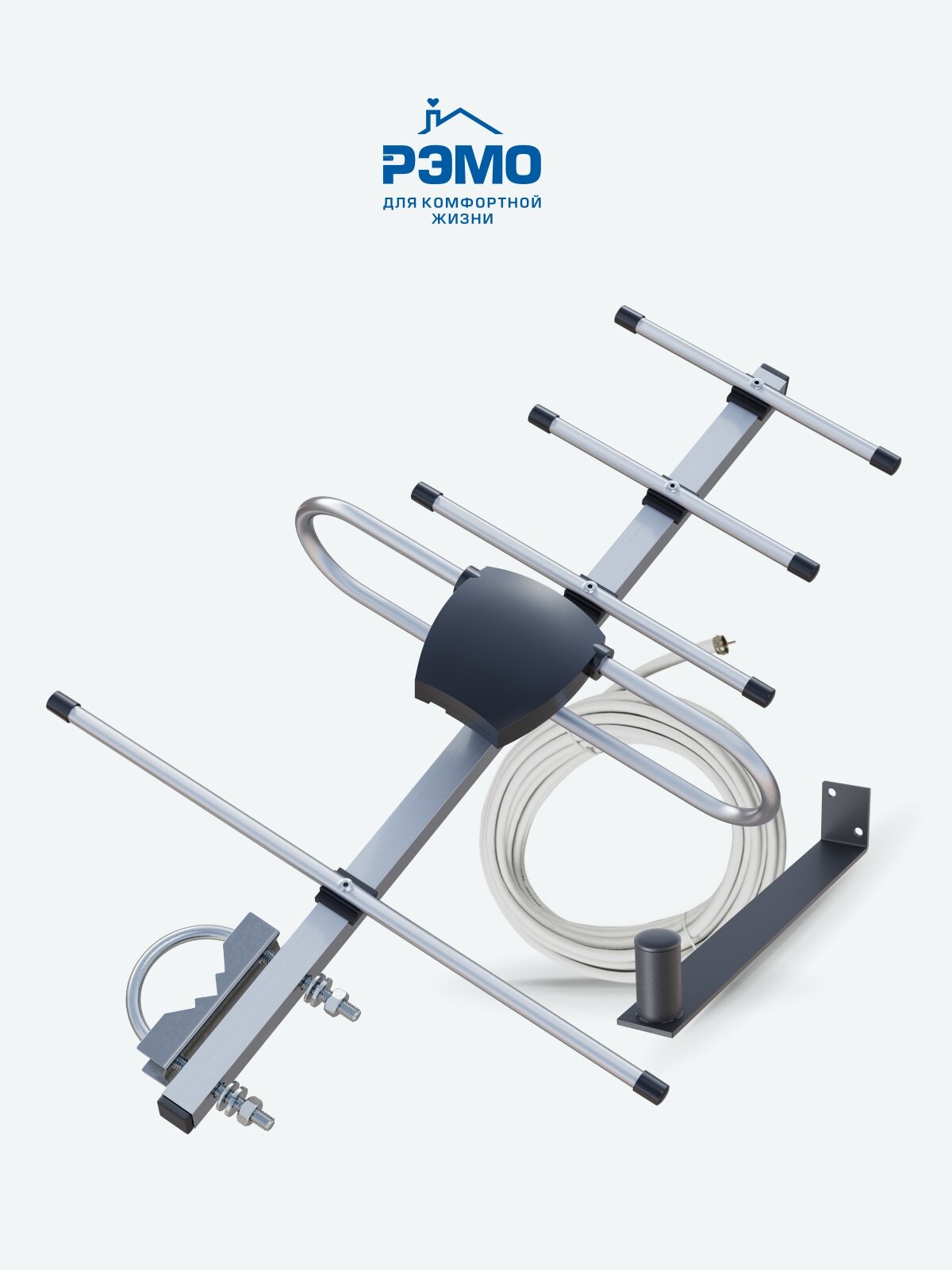 Антенна ТВ уличная РЭМО BAS-1184-USB активная, с усилителем, питание от USB, для цифрового ТВ DVB-T2