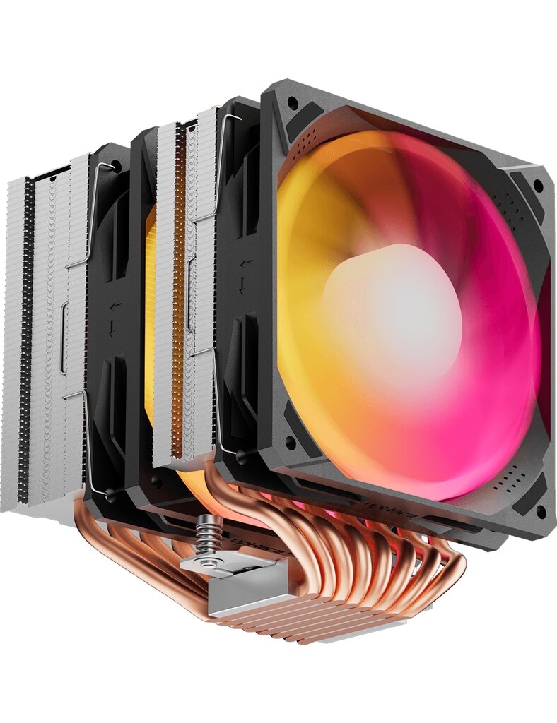 Кулер для процессора upHere D8SEC Black ARGB / 8HPx6mm, 280W TDP, dual tower, 2x120mm ARGB fans, 600-1600RPM, 68.2 CFM, 25dBA